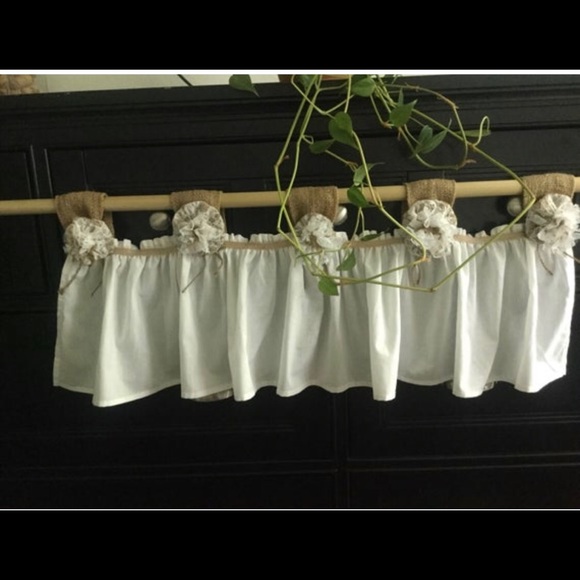 Handmade | Other | Natural Burlapwht Muslin Victorian Style Valance ...